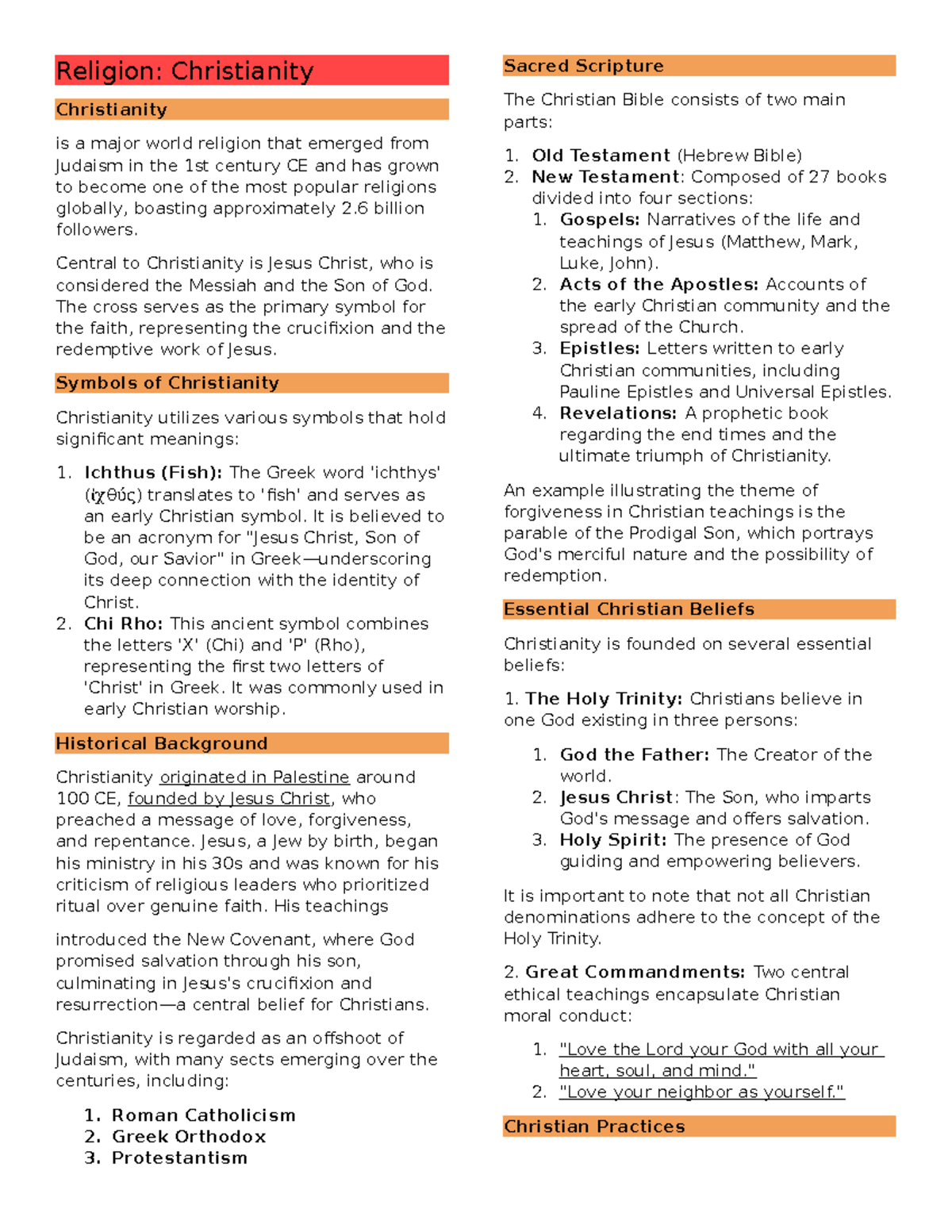 Christianity: An Overview of Beliefs and Symbols - Studocu