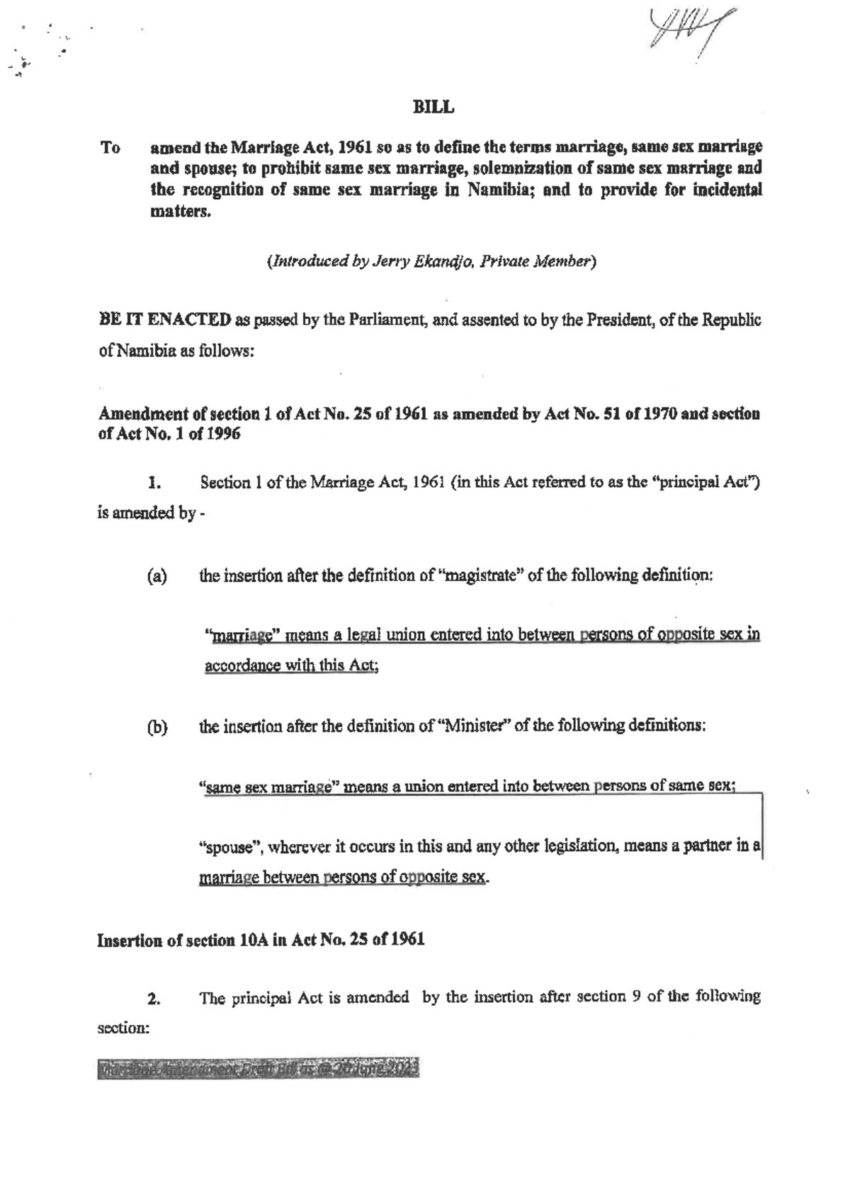 Marriage Amendment Private Members Bill - my BILL To amend the Marriage ...