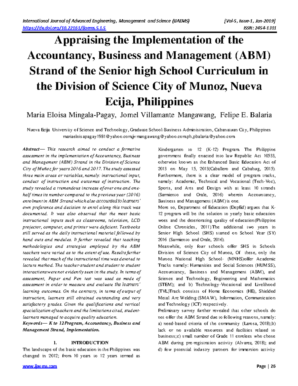 Formative Assessment of ABM Strand Implementation in SHS (ABM 2016-2017 ...