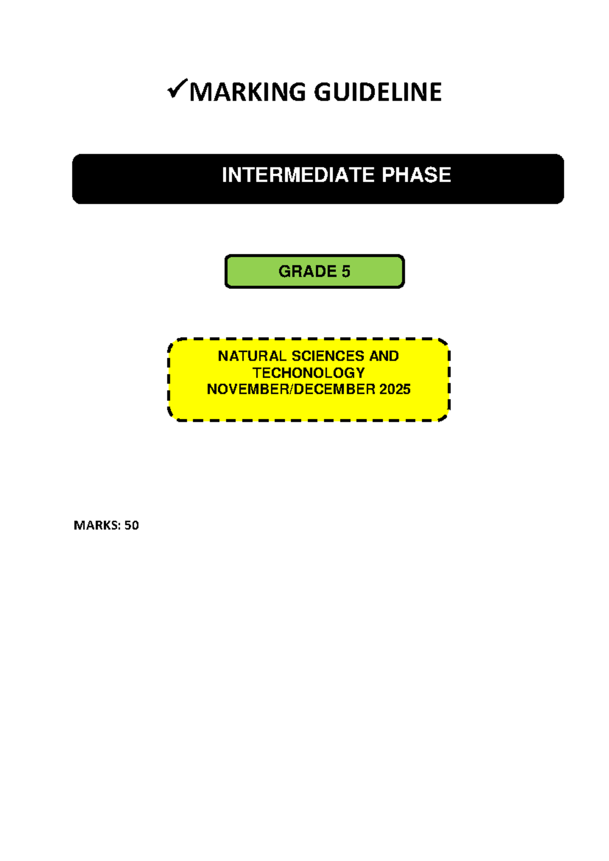 NST GR 5 MEMO - Natural Sciences & Technology Guidelines 2025 - Studocu