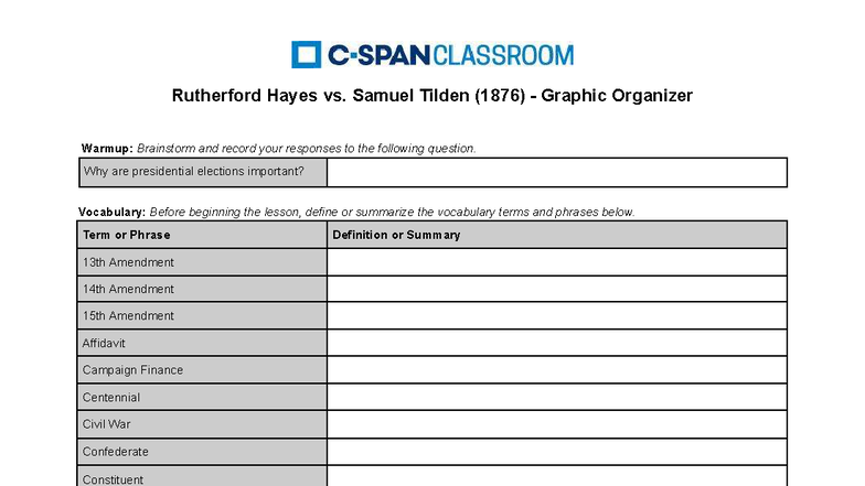 1876 Presidential Election Overview: Hayes vs. Tilden Analysis - Studocu