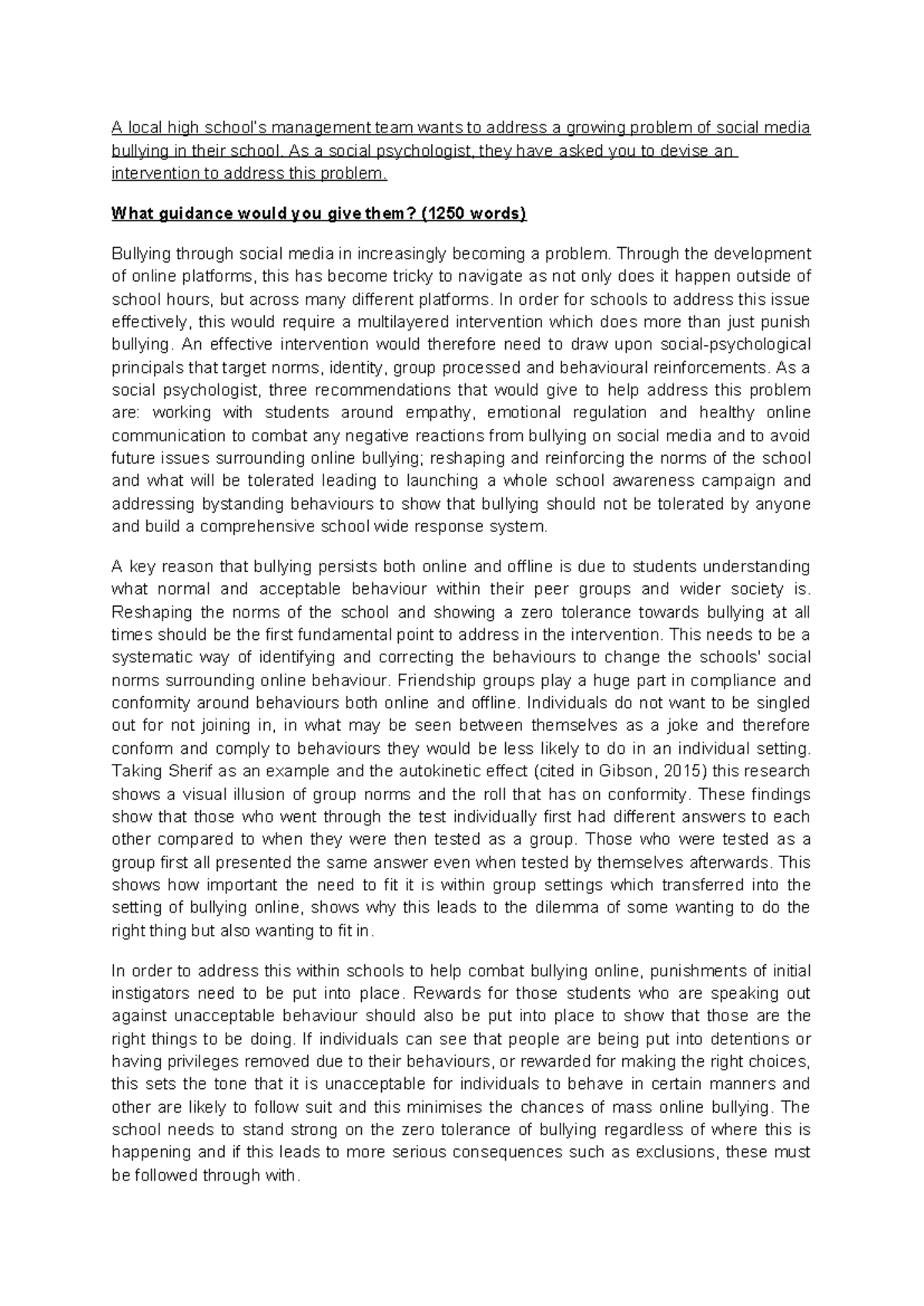 DE200 - TMA01 - Addressing Social Media Bullying: A Multilayered ...