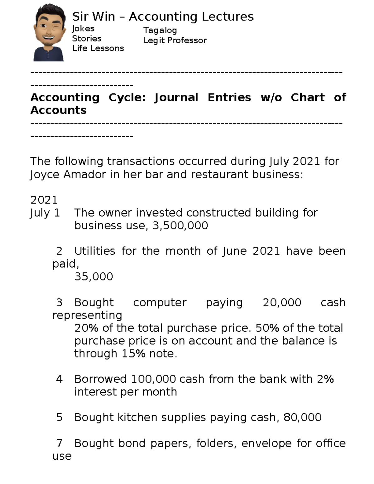 Accounting Cycle Journal Entries: Case III for July 2021 - Studocu