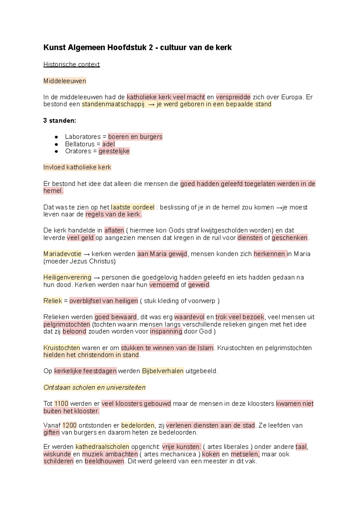 Kunst Algemeen Hoofdstuk 2: Cultuur van de Kerk in de Middeleeuwen ...
