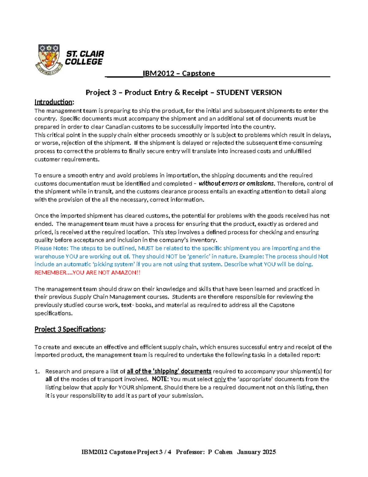 IBM2012 Capstone Project 3: Import Documentation & Receipt Process ...
