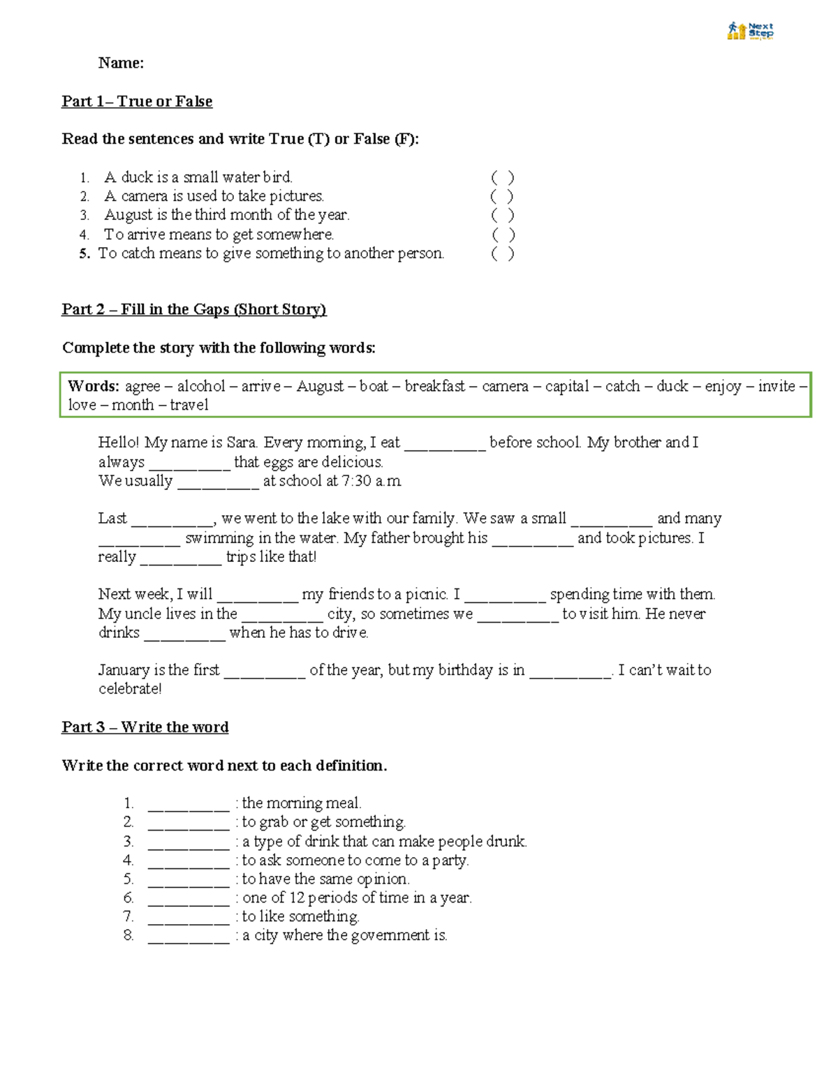 Unit 1 - True or False & Fill in the Gaps Exercise - Studocu