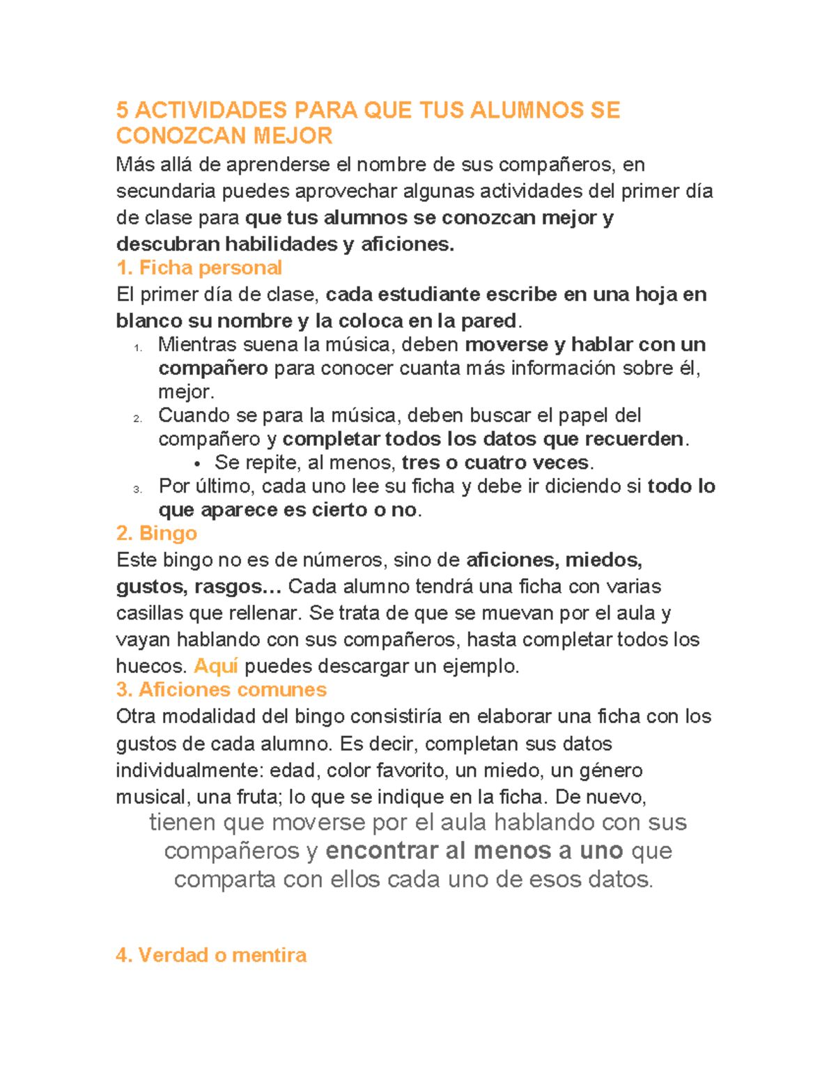 Actividades PARA EL Inicio DE Clase - 5 ACTIVIDADES PARA QUE TUS ...