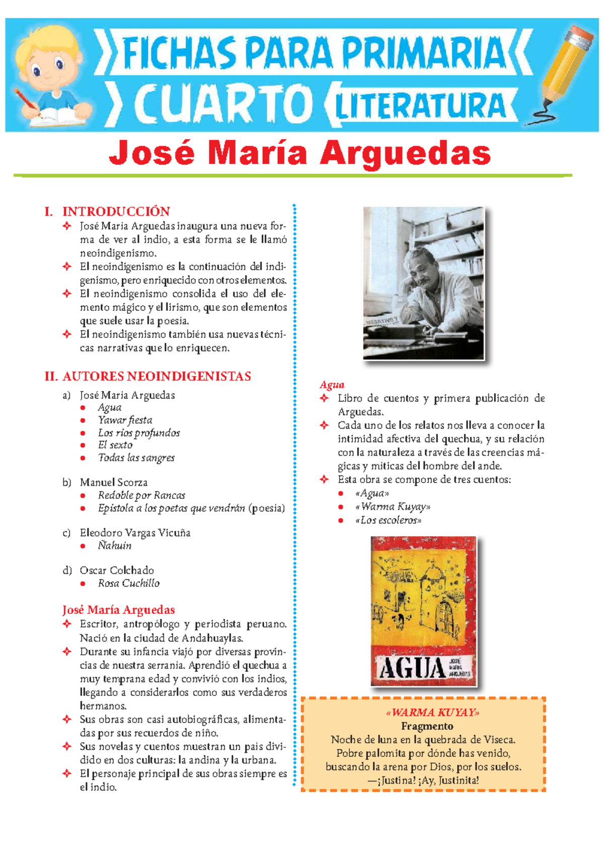 José María Arguedas y el Neoindigenismo: Análisis y Obras (4to Grado ...