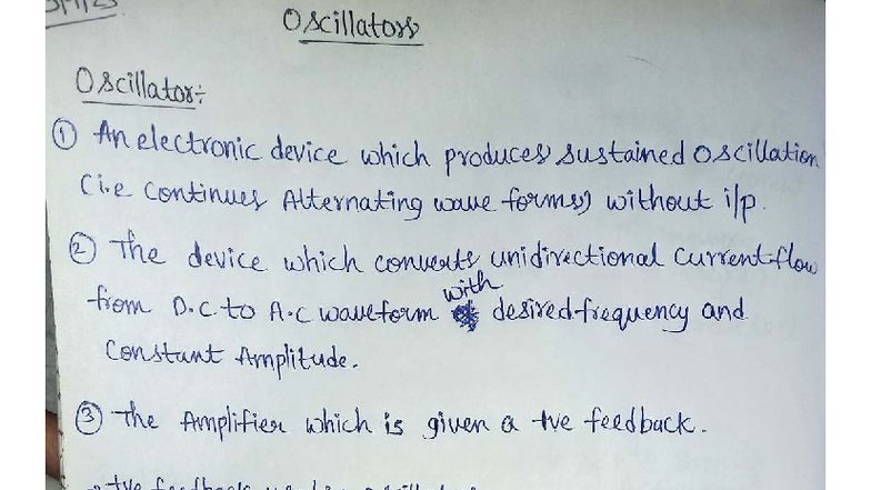 ECA 2023: Oscillators and Feedback in Electronic Circuits - Studocu