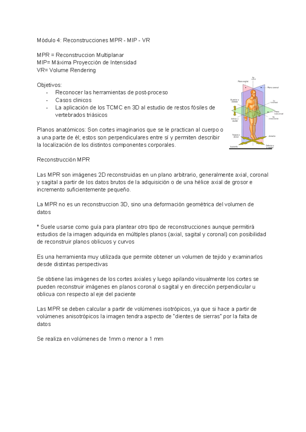 Módulo 4: Reconstrucciones MPR, MIP y VR en Imágenes Médicas - Studocu