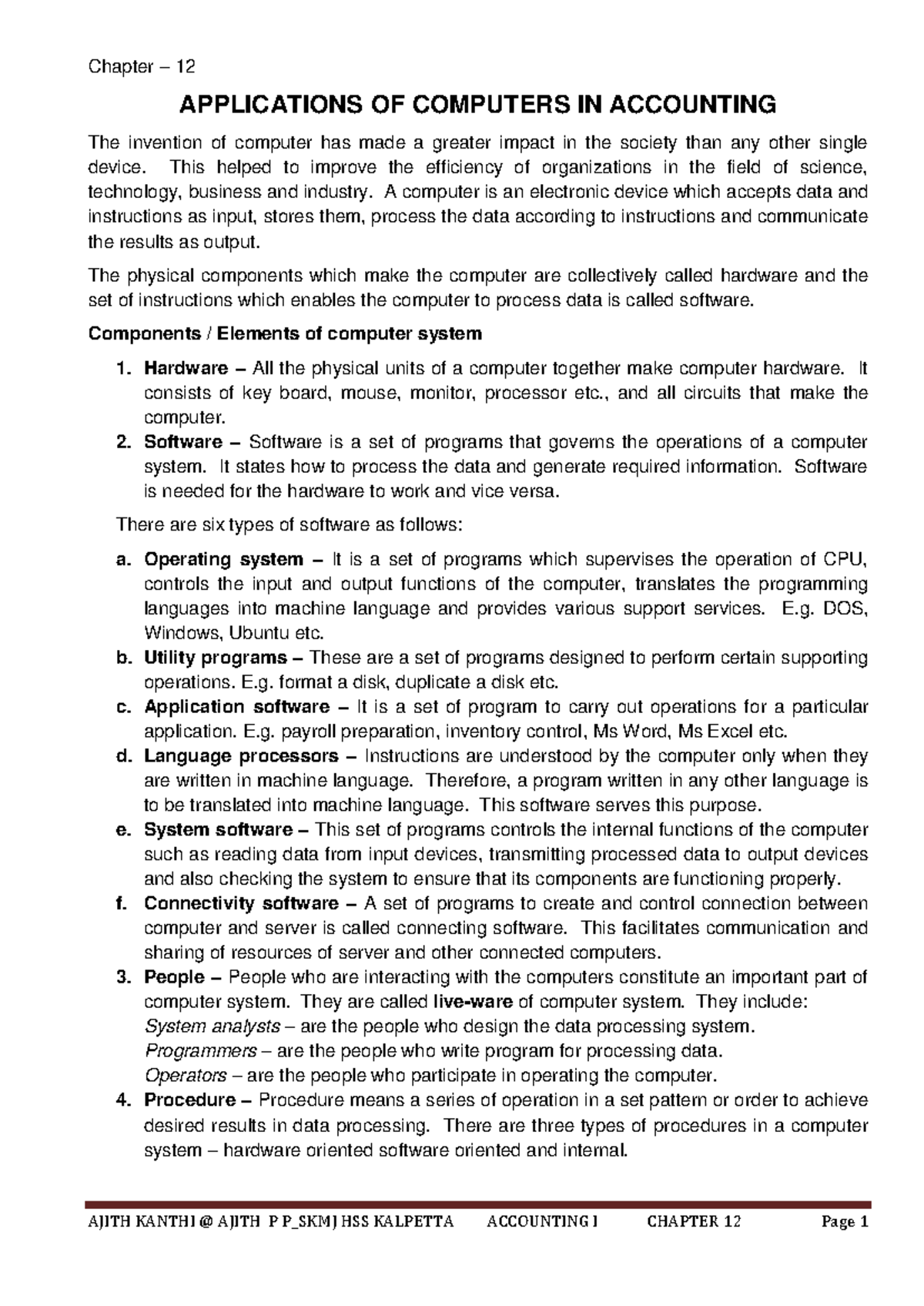 Chapter 12: Applications of Computers in Accounting (ACC I) - Studocu