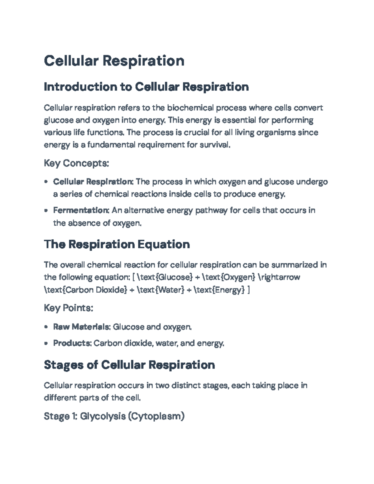 Cellular Respiration Overview: Key Concepts and Key Processes - Studocu