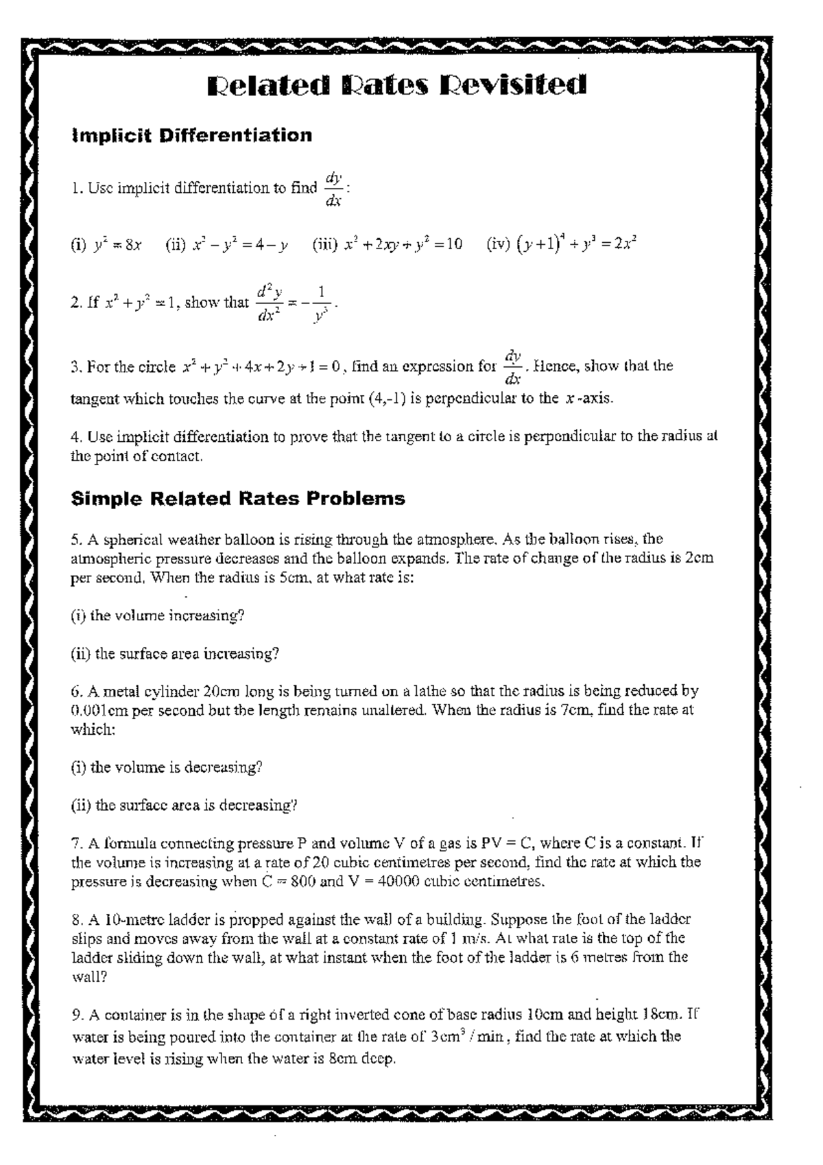 Related Rates & Implicit Differentiation: Key Problems & Solutions ...