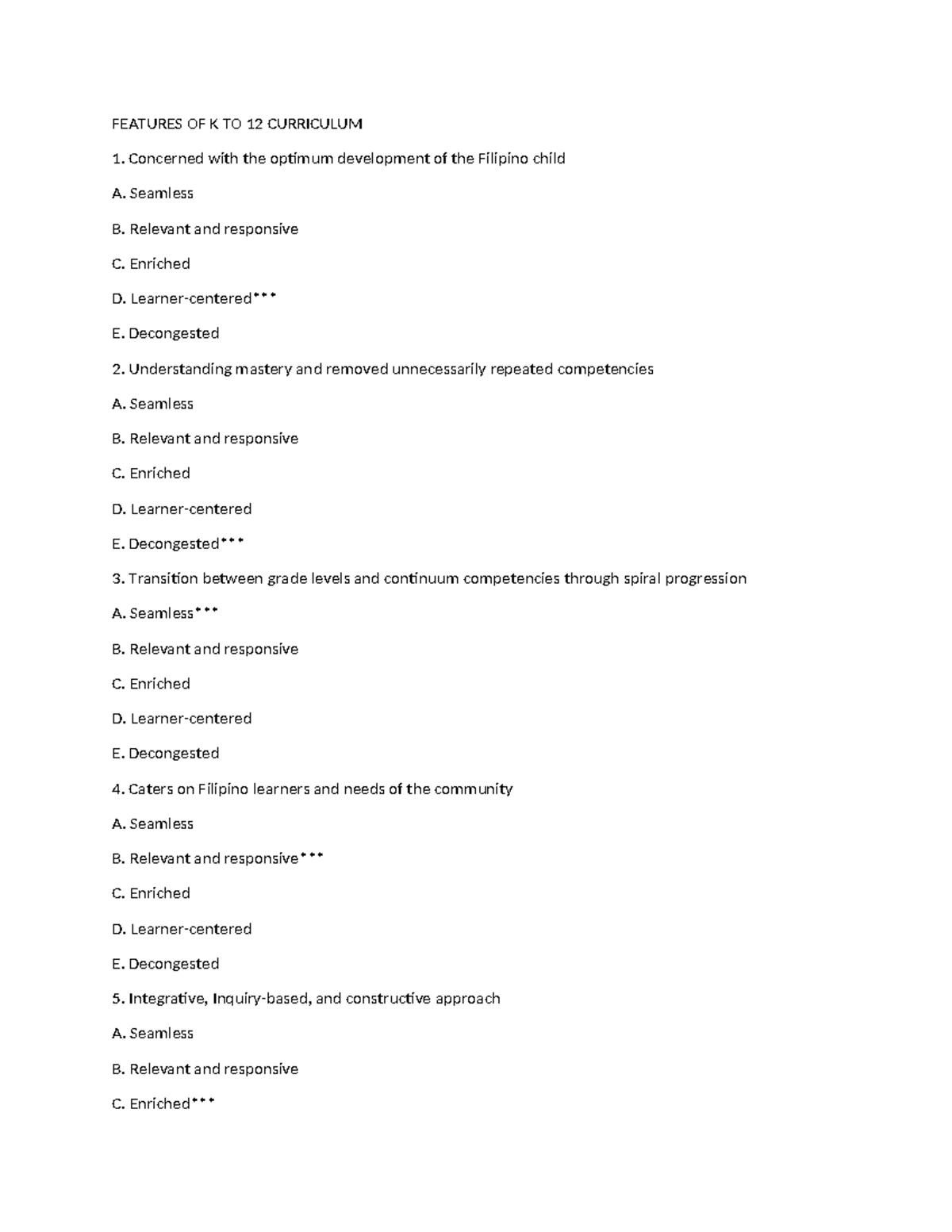 PROF ED: Key Features of K to 12 Curriculum Explained - Studocu