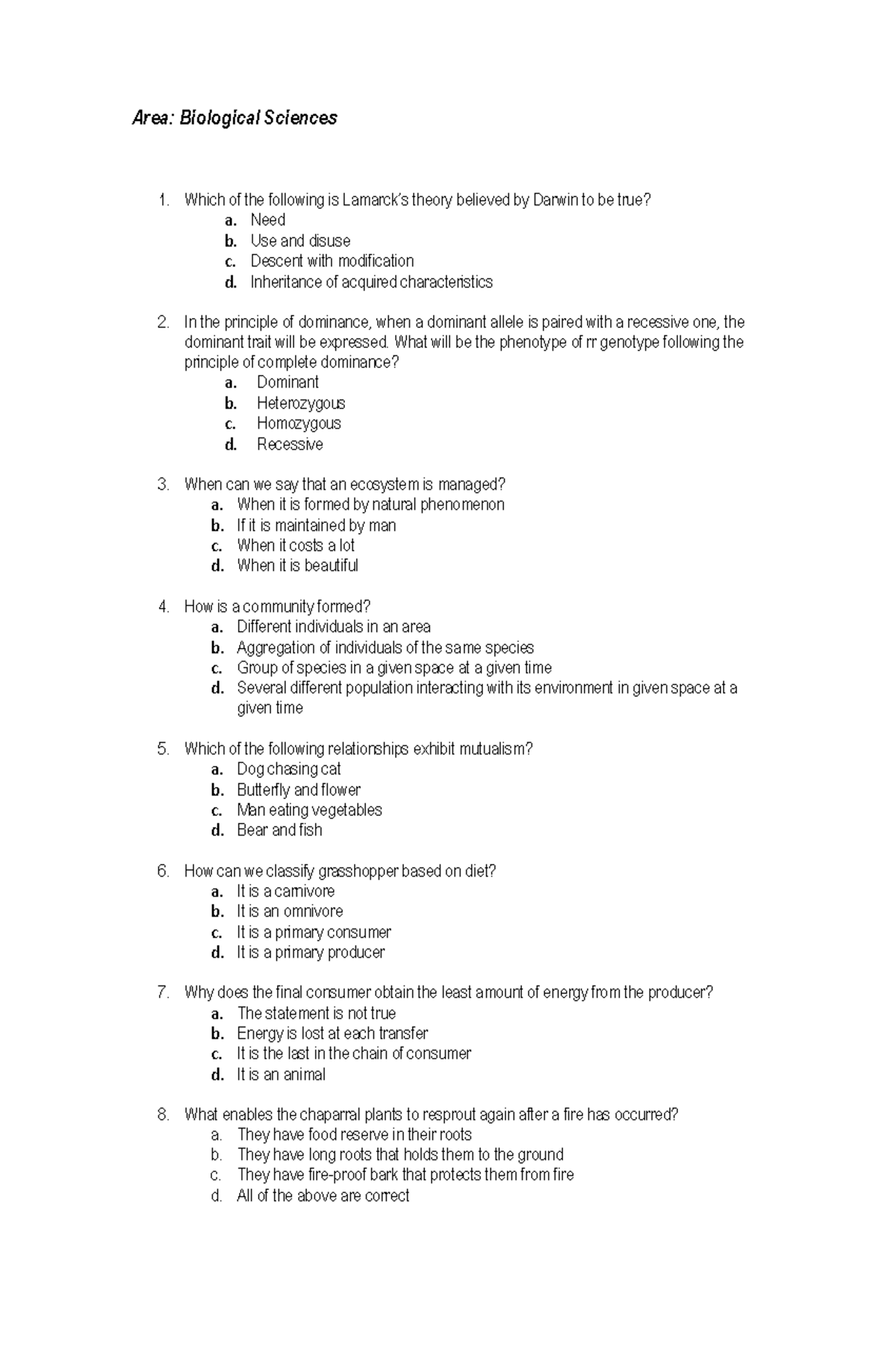 LET GEN ED Biol Sci Summary & Review for Exam Preparation - Studocu