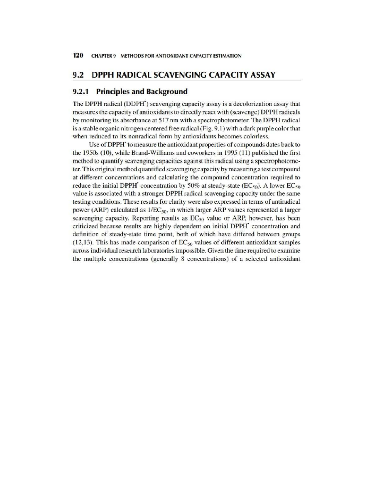 120 CHAPTER 9 DPPH RADICAL SCAVENGING ASSAY METHODS - Studocu