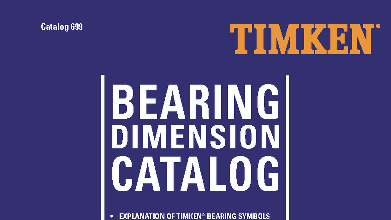 Catalog 699: Timken Tapered Roller Bearing Dimensions & Symbols - Studocu
