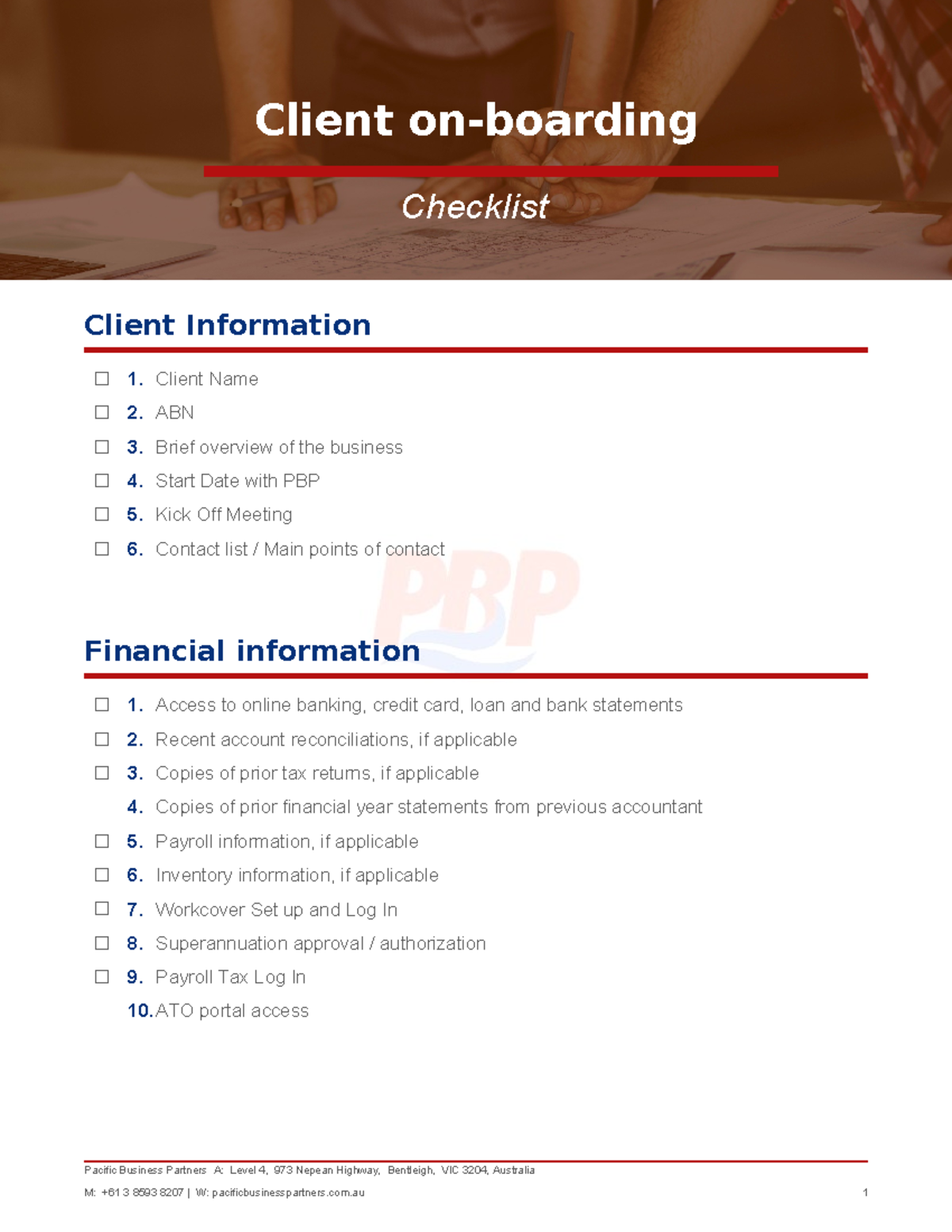 Client Onbboarding Template updated - Client on-boarding Checklist ...