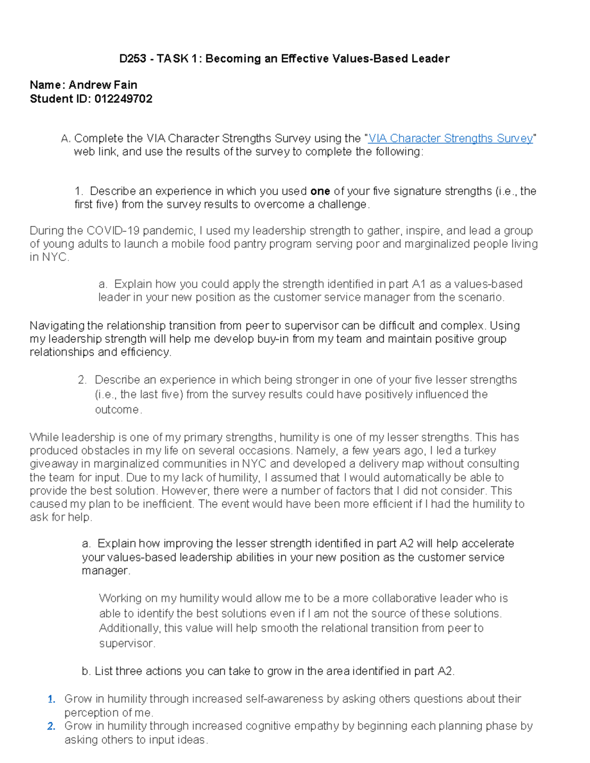 D253 v4 - RSM3 Task 1 - D253 - TASK 1: Becoming an Effective Values ...