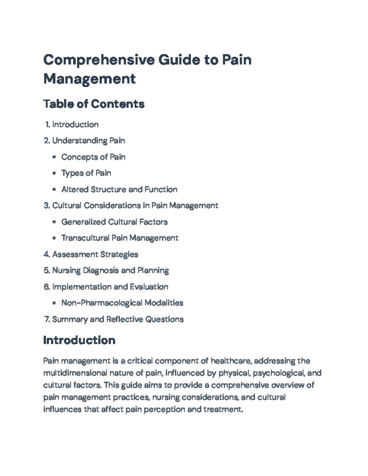 Comprehensive Guide to Pain Management in Nursing Practices ...