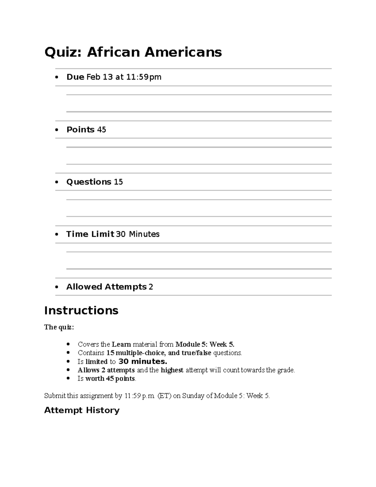 Quiz 5 Study Guide - African American Insights & Questions - Studocu