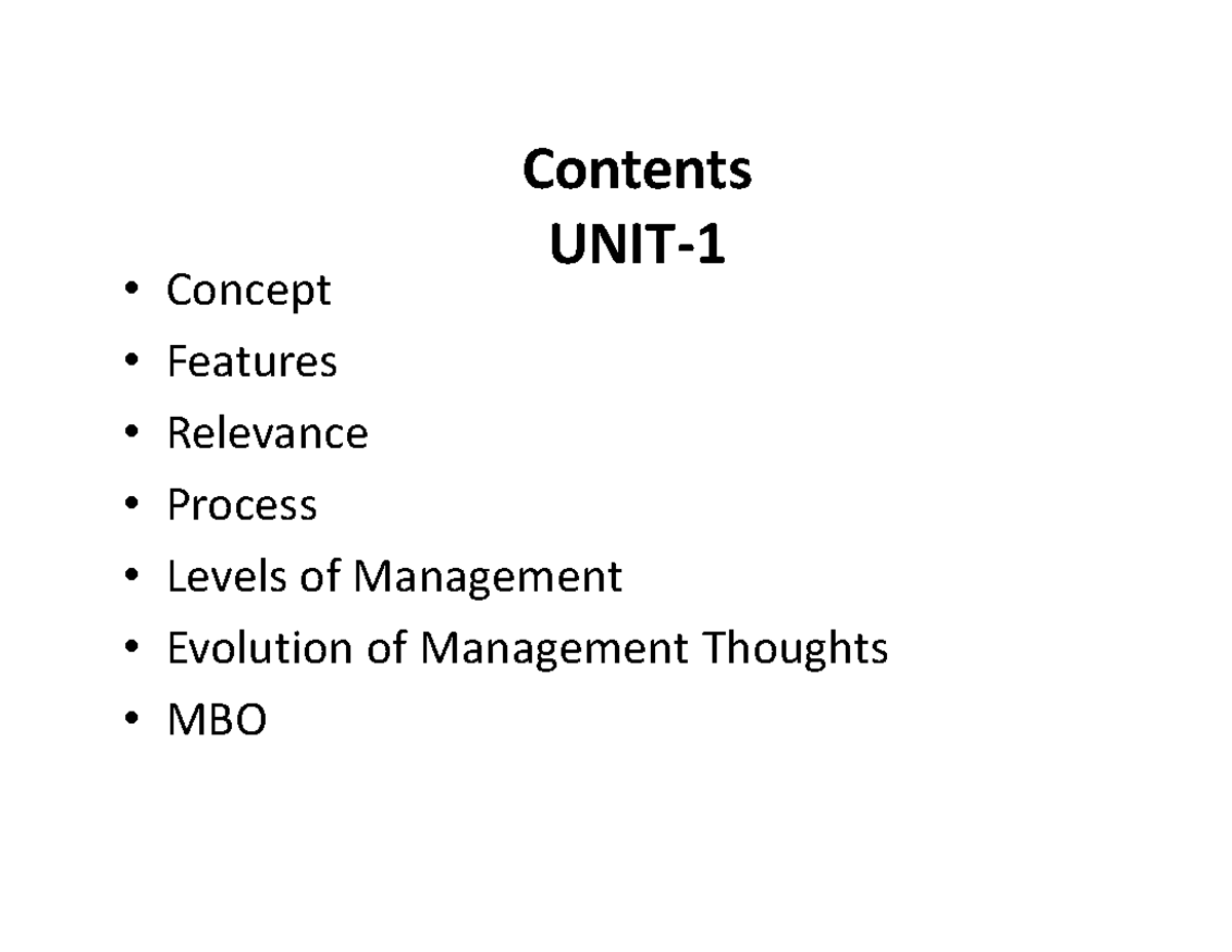 UNIT-1: Key Concepts and Features of Management (MPOB) - Studocu