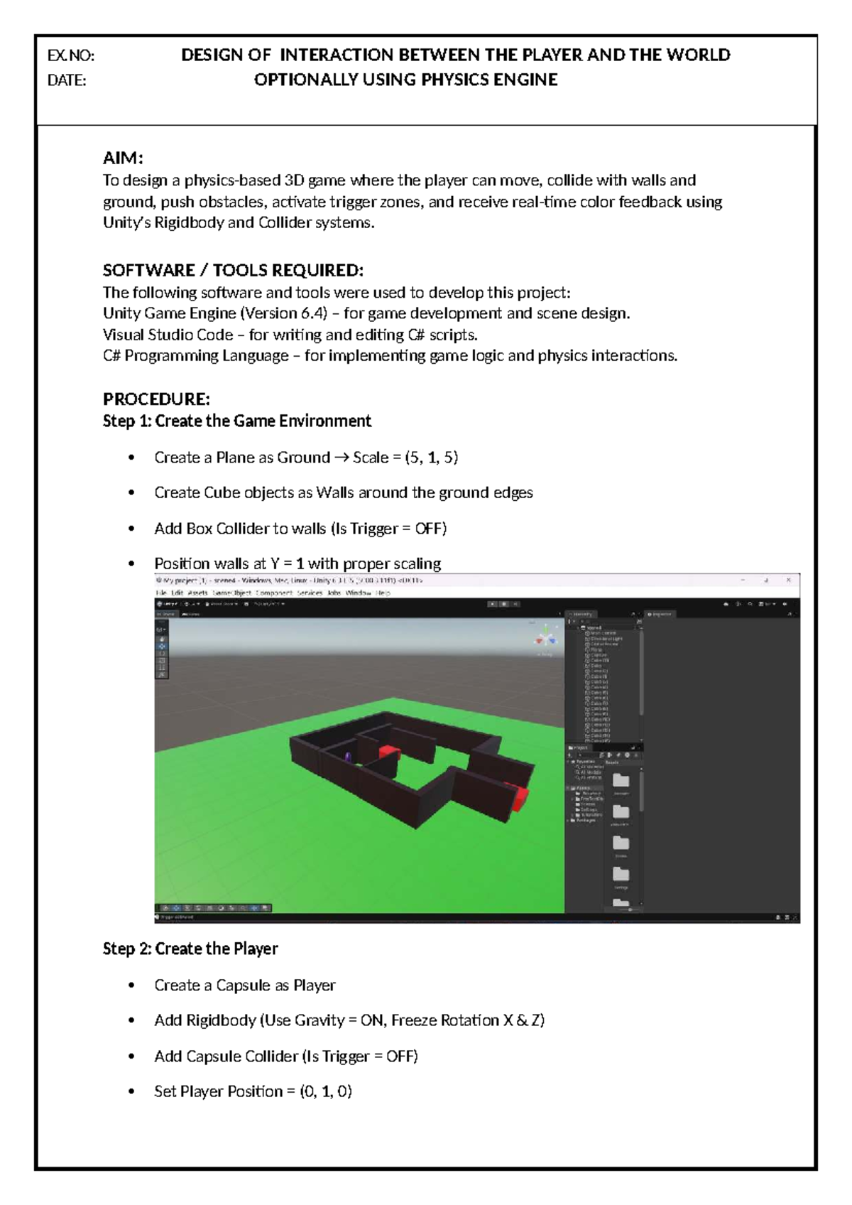 EX4GD - 3D Game Design: Player Interaction with Physics Engine - Studocu