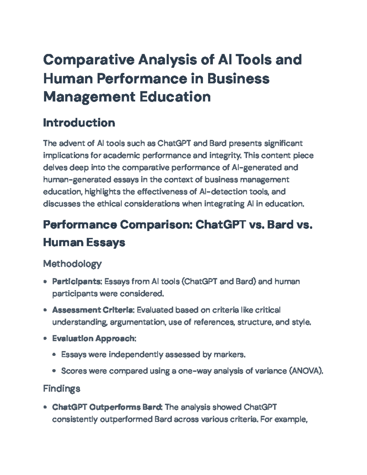 Comparative Analysis of AI and Human Performance in Business Management ...