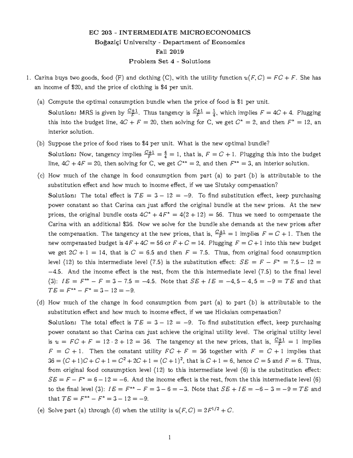 EC203 - Problem Set 4 - Solutions - EC 203 - INTERMEDIATE ...