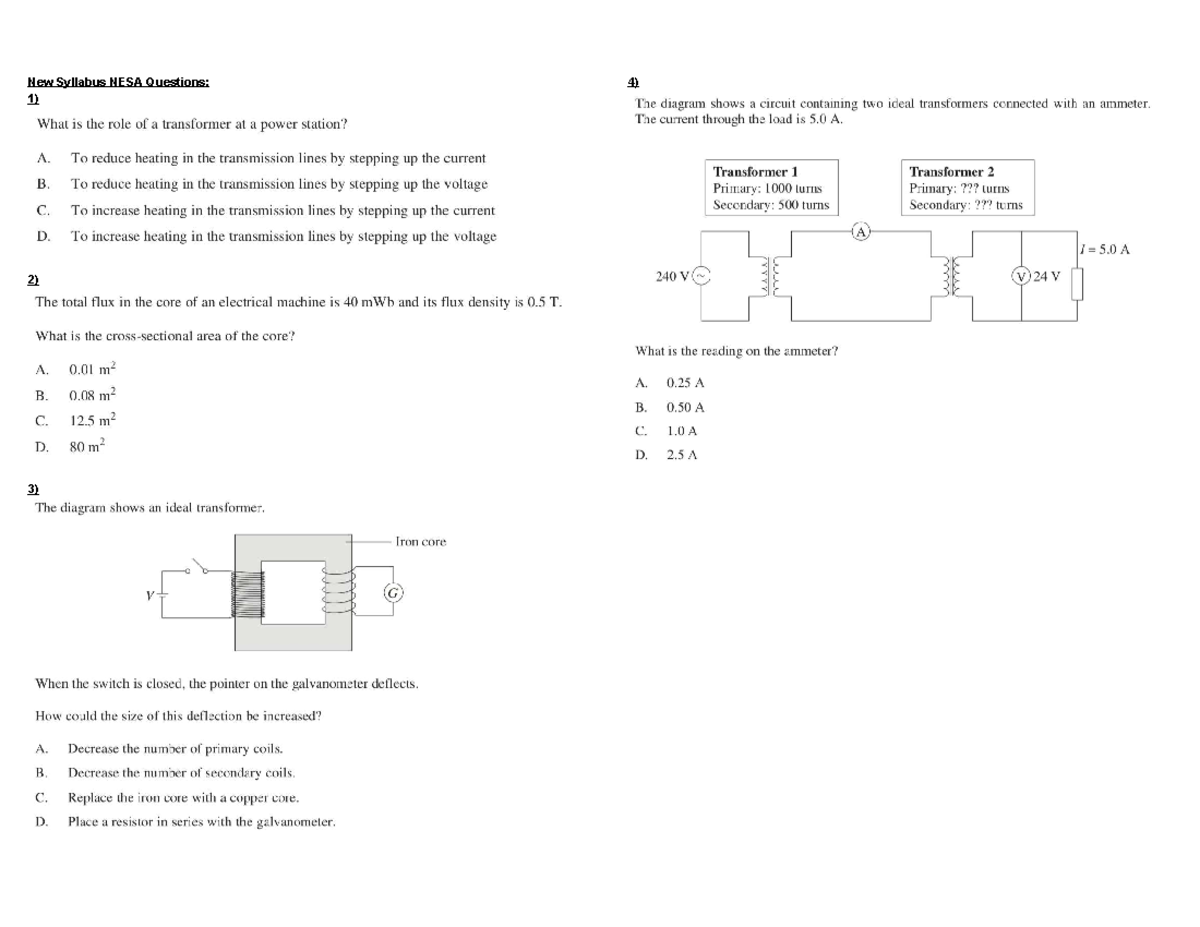 6.3 Questions: NESA Past HSC Questions and Syllabus Review - Studocu