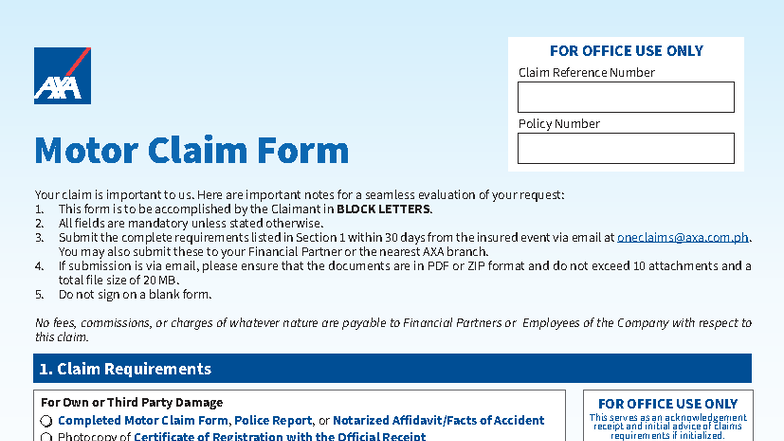 Motor Claim Form - PHOPSCS.MCF2025.04 - Studocu