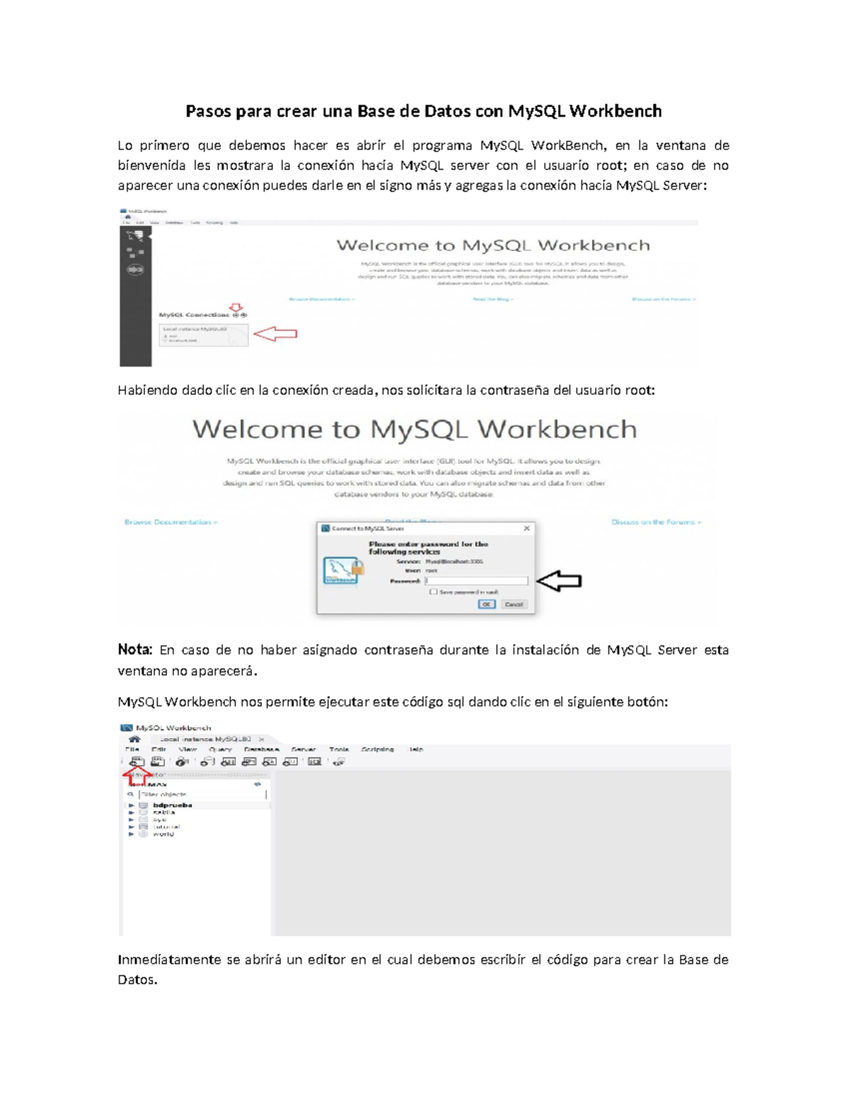 Guía para Crear una Base de Datos y Tablas en MySQL Workbench - Studocu