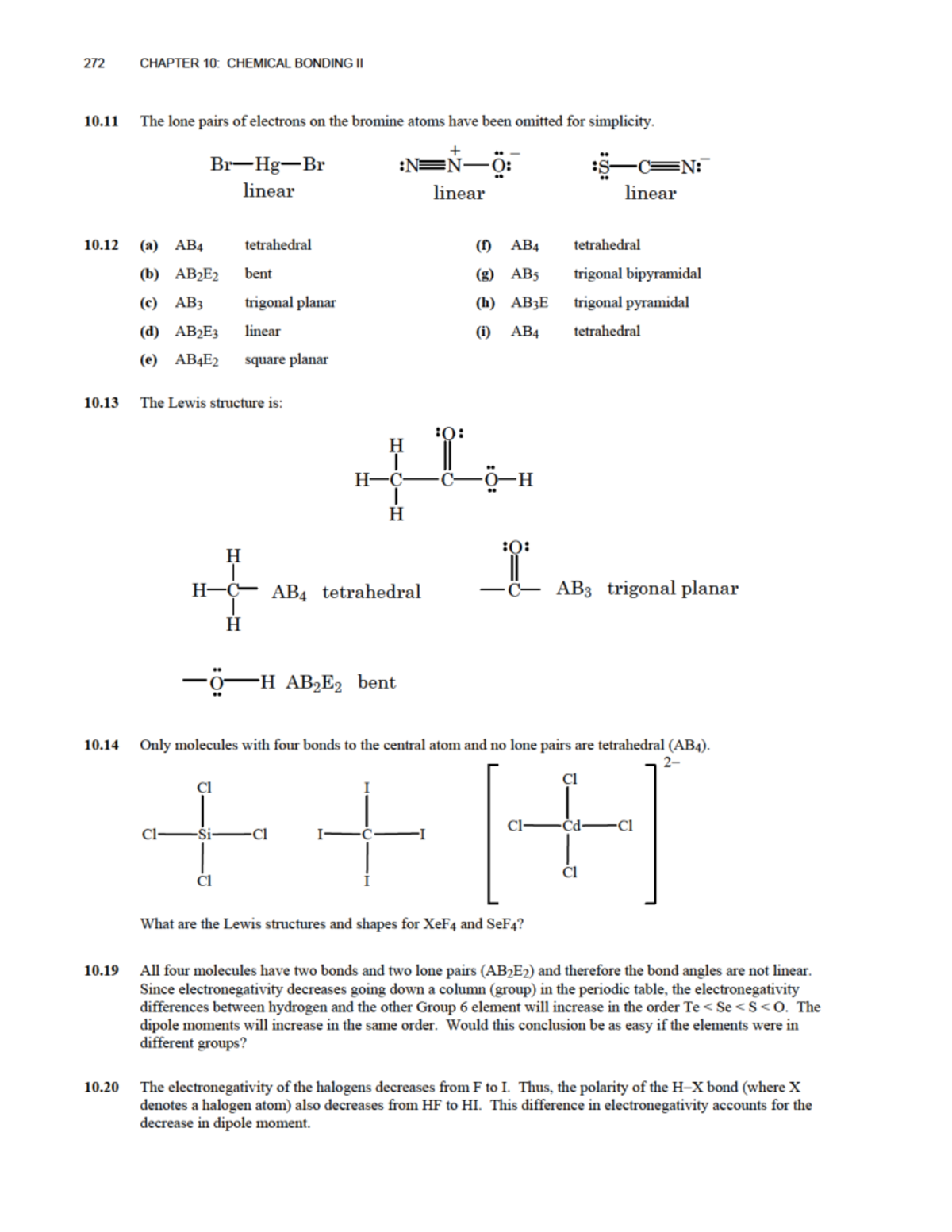 272 CHAPTER 10: CHEMICAL BONDING - Solutions Manual - Studocu