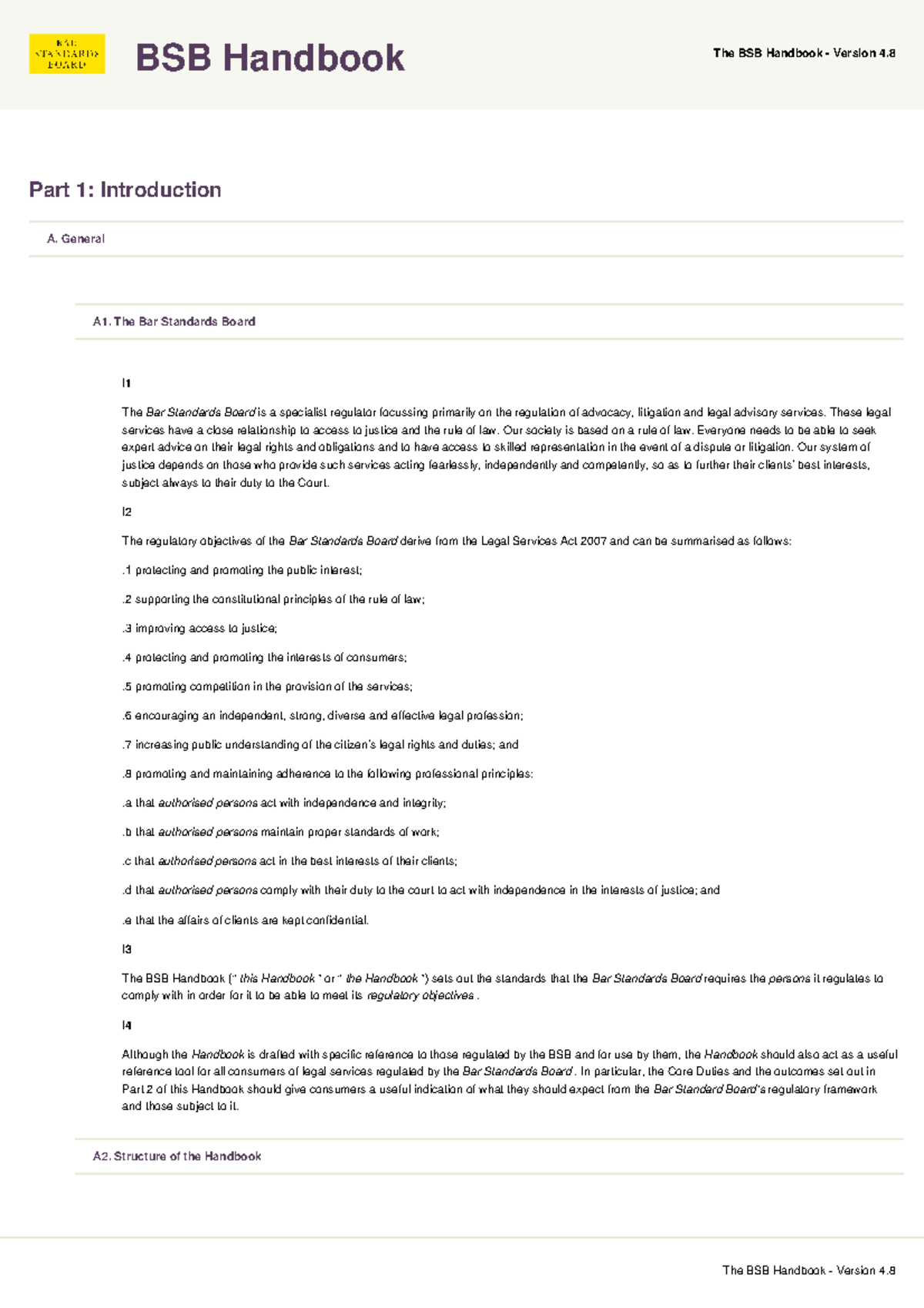 BSB Handbook V4.8: Introduction & Core Duties Overview - Studocu