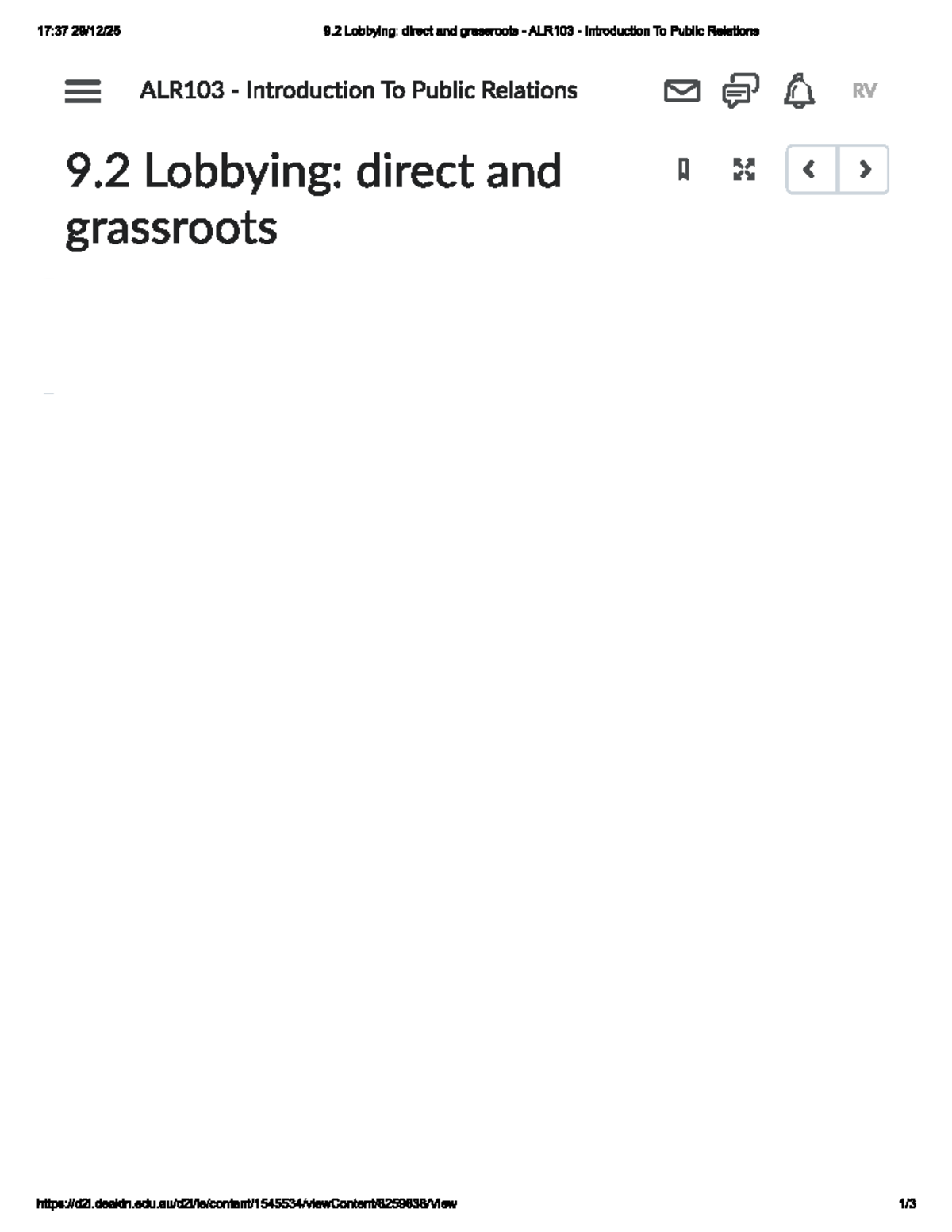 ALR103 Public Relations: Lobing & Grassroots Advocacy Insights - Studocu
