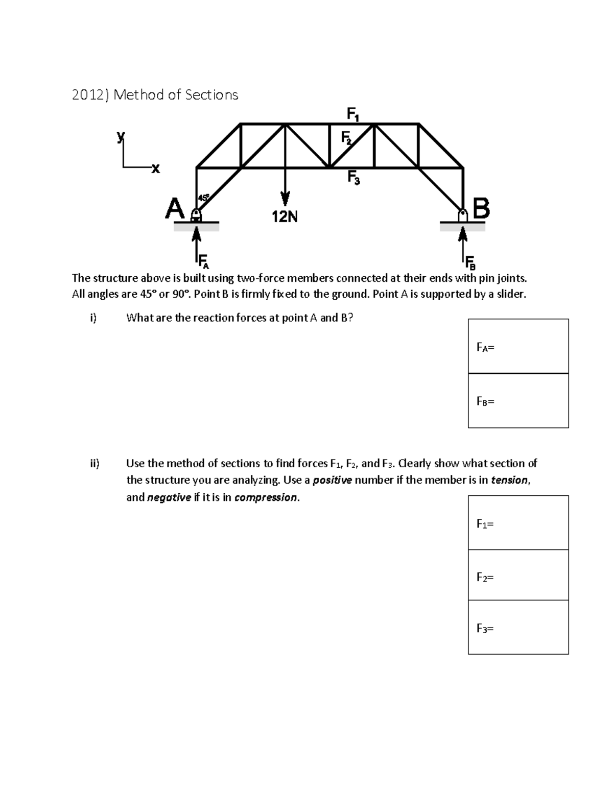 Method of Sections Analysis for Structural Forces (ENG 201) - Studocu