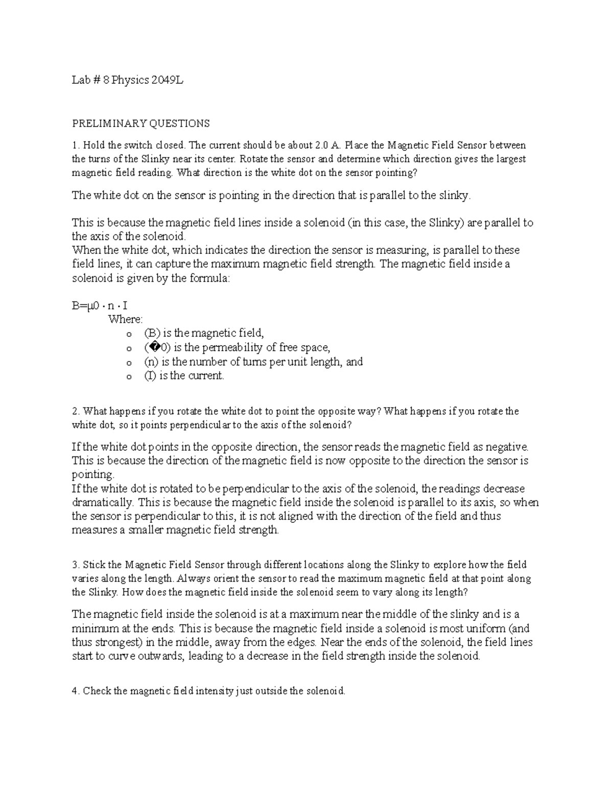 Lab 8 - Lab # 8 Physics 2049L PRELIMINARY QUESTIONS 1. Hold the switch ...