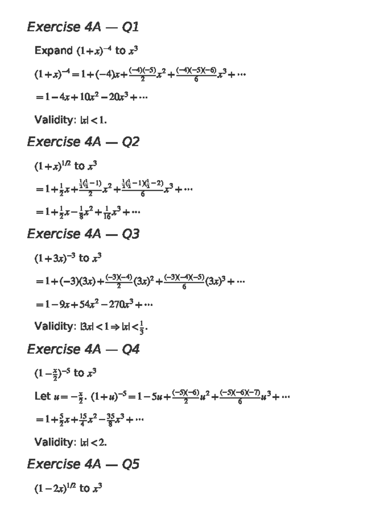 Binomial Expansion Exercises (MATH 101) - Handwritten Solutions - Studocu