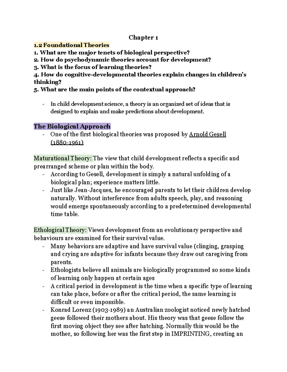 Child Psychology Notes: Prenatal Development & Birth Processes - Studocu