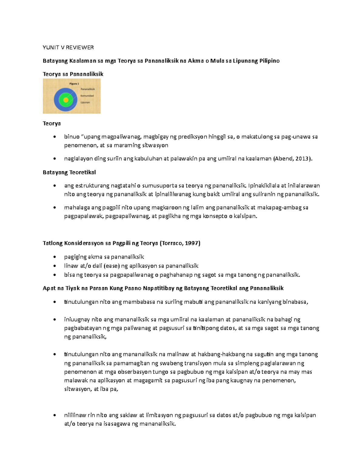 Yunit V Reviewer - filipino - YUNIT V REVIEWER Batayang Kaalaman sa mga Teorya sa Pananaliksik ...