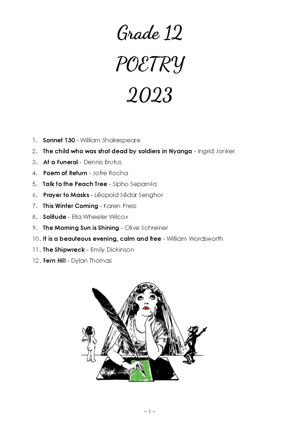 Grade 12 Poetry Anthology Analysis Notes 2023 Studocu