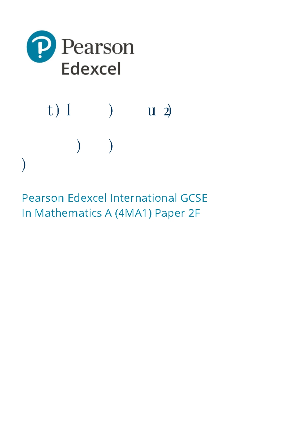 Mark Scheme for January 2023 Pearson Edexcel International GCSE Maths A ...