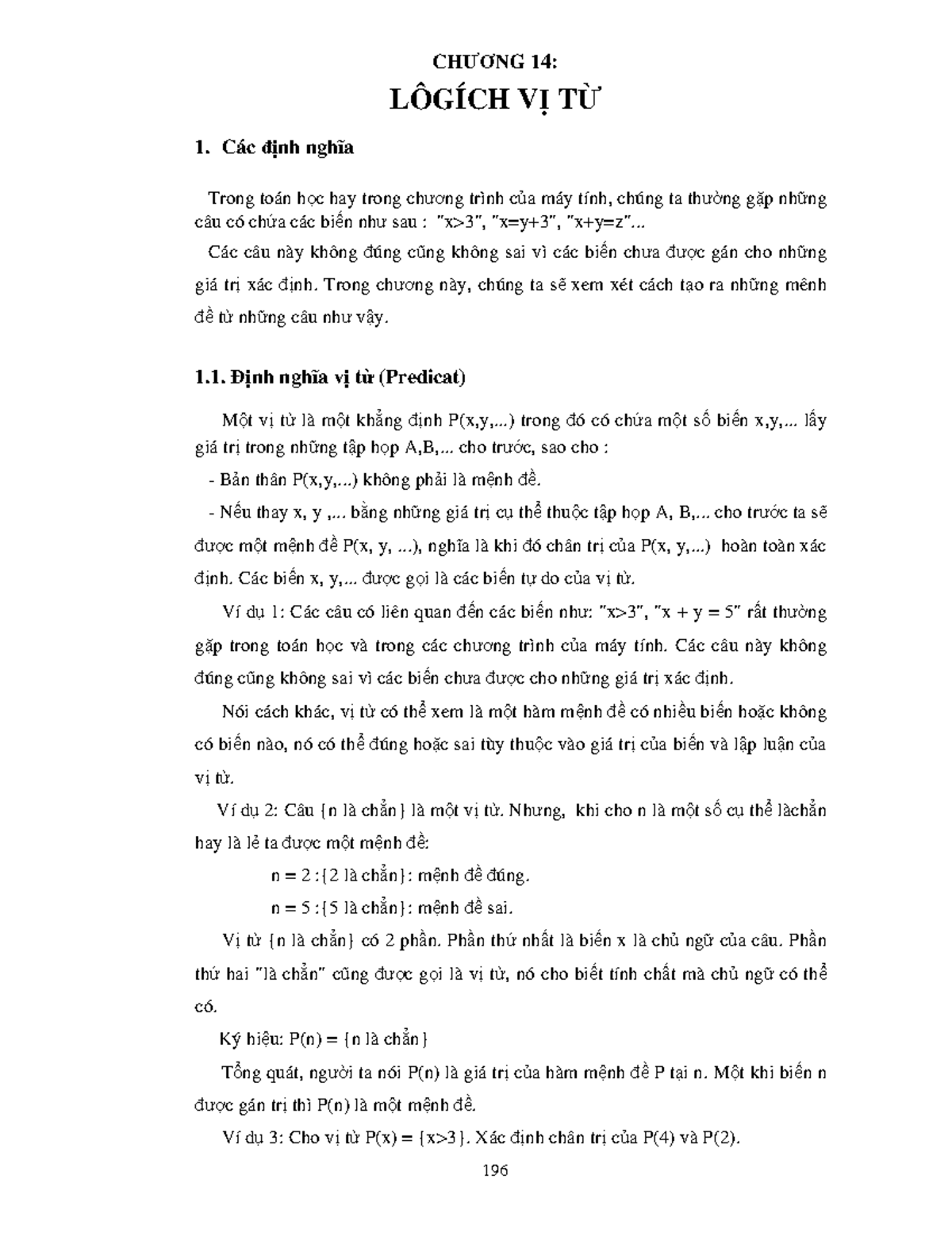 Giao Trinh CTRR C14 Logic Vi Tu - CH NG 14: LÔGÍCH V T 1. Các nh ngh a Trong toán h c - Studocu