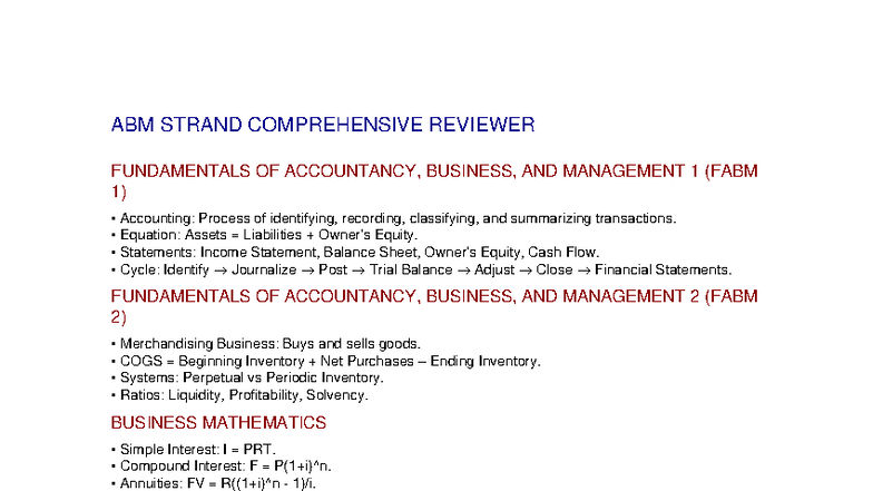 ABM Comprehensive Reviewer - ABM STRAND COMPREHENSIVE REVIEWER ...