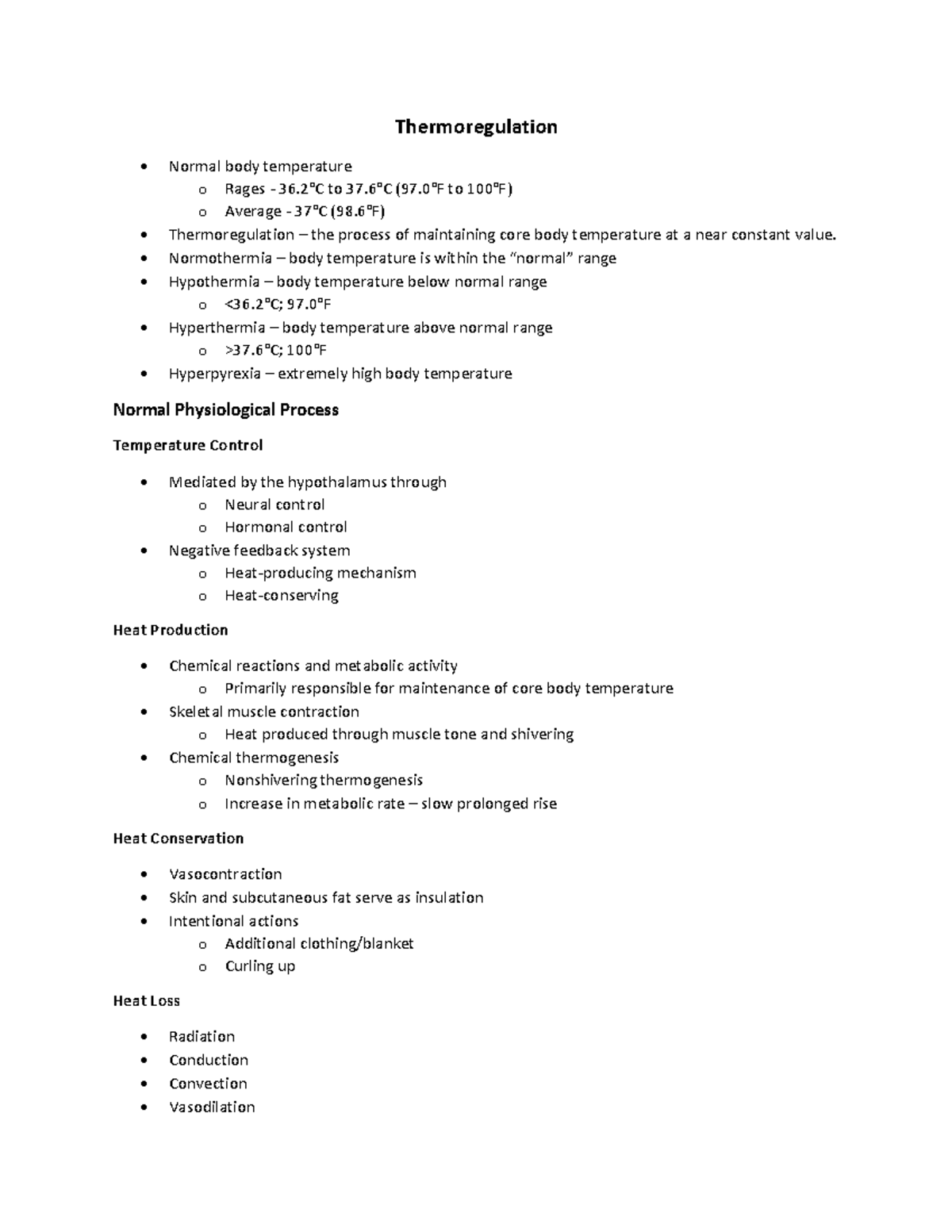 Thermoregulation: Maintaining Core Body Temp & Managing Fever (NUR 101 ...