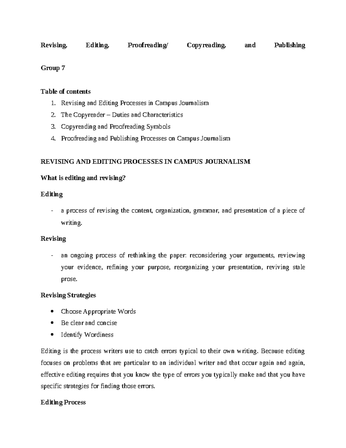 ENG 101: Group 7 Presentation on Editing, Proofreading, and Publishing ...