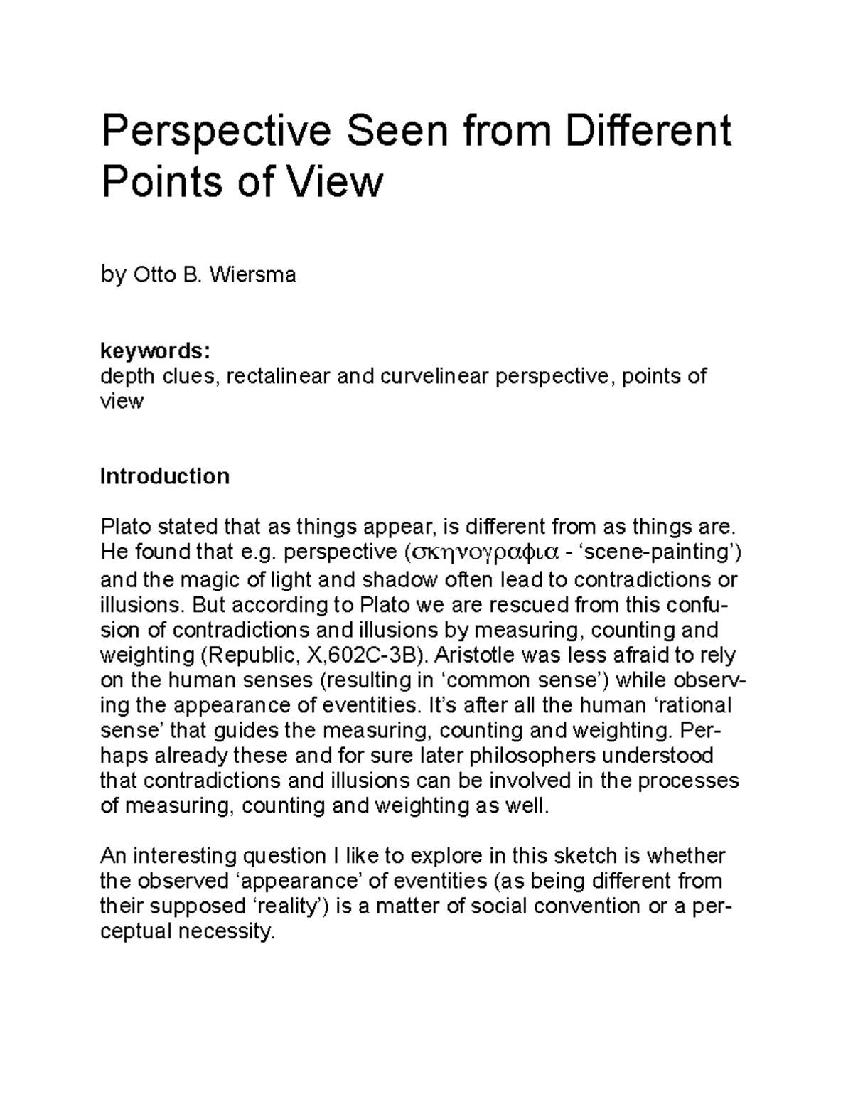ARS 105 Perspective Reading - Perspective Seen from Different Points of ...