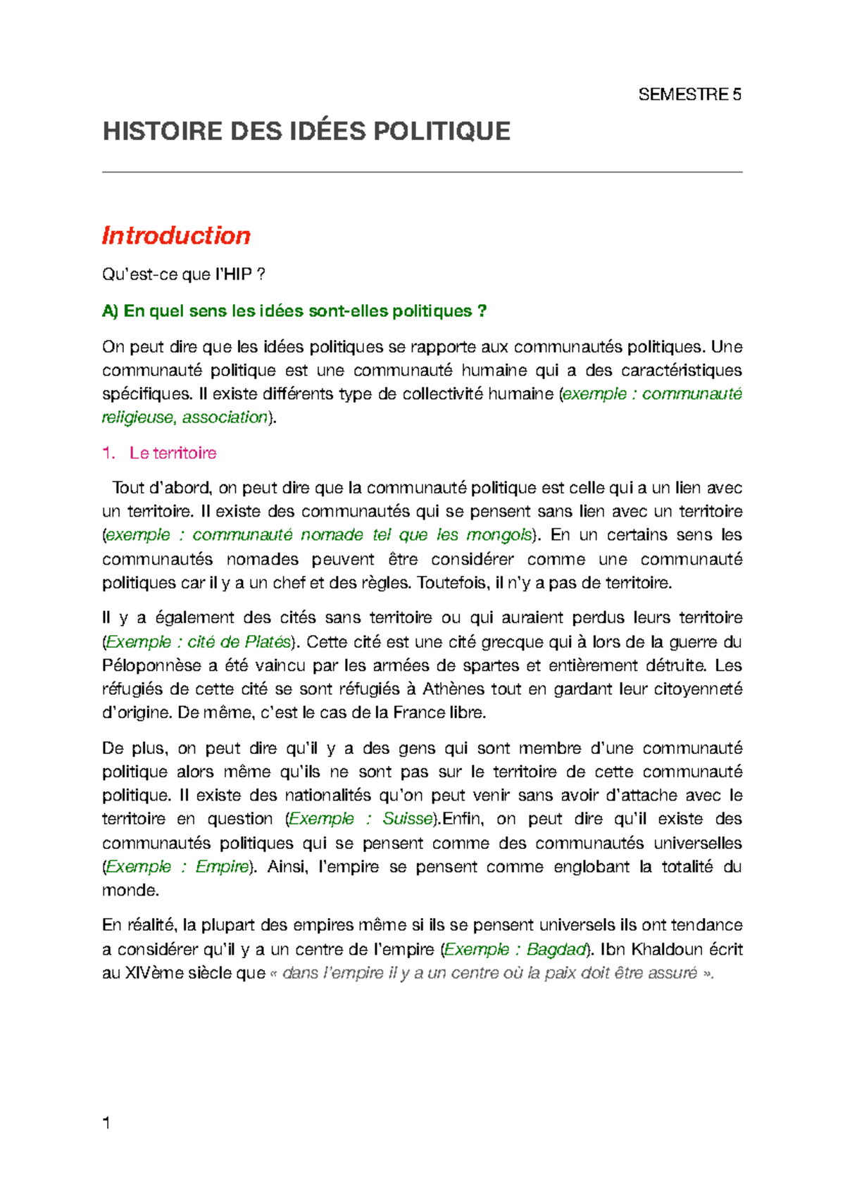 Cours IDÉE Politique : Introduction à l'Histoire des Idées Politiques ...