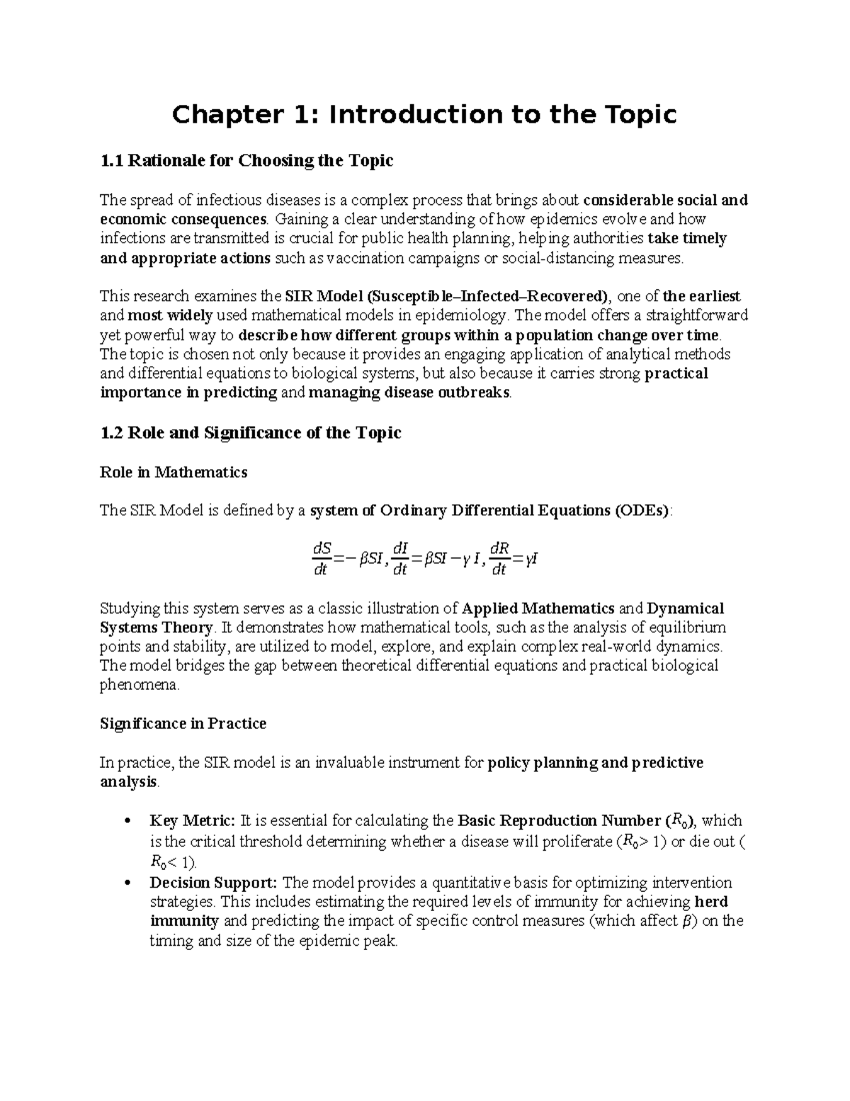 Chapter 1: Introduction to the SIR Model in Epidemiology - Studocu