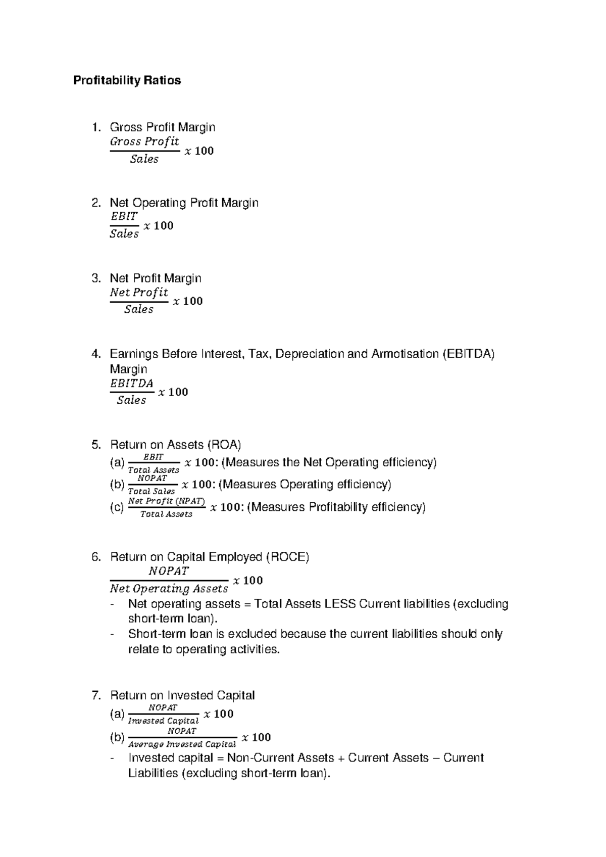 Profitability Ratios: Key Formulas and Calculations - Studocu